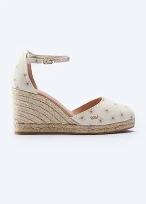 VISCATA Estartit Archive Canvas Espadrille Wedges With Ankle Strap - Daisy