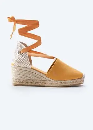 VISCATA Escala Canvas Espadrille Wedges - Mustard
