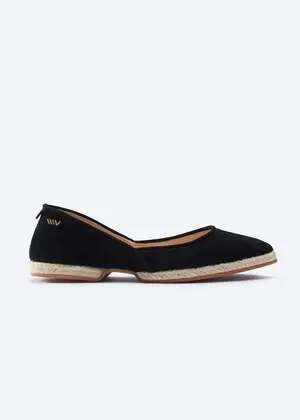 VISCATA Garvet Suede Espadrille Flats - Black