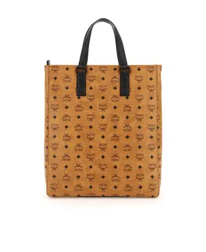 Mcm Klassik Allover Logo Printed Tote Bag