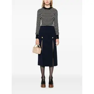 Ami Button Embellished Crewneck Knitted Jumper