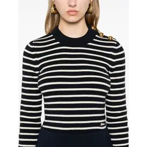 Ami Button Embellished Crewneck Knitted Jumper