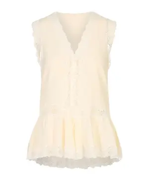 Chloé Sleeveless Ruffle Top - White