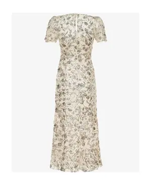 SELF-PORTRAIT Sequin-embellished V-neck Midi Dress