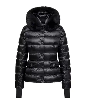 Moncler Armoniques Hooded Shearling-trimmed Down Ski Jacket - Black