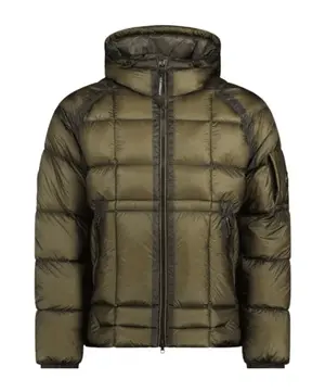 C.P. COMPANY Long-sleeved Hooded Down Jacket - Brown