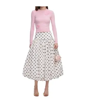 SELF-PORTRAIT Polka Dot Bubble Hem Skirt
