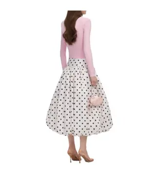 SELF-PORTRAIT Polka Dot Bubble Hem Skirt