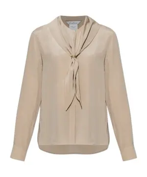 Max Mara Dry Bow-detail Silk Blouse - Beige