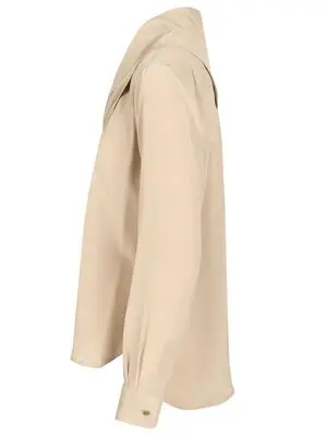 Max Mara Ring Detail Scarf Collared Shirt - Beige