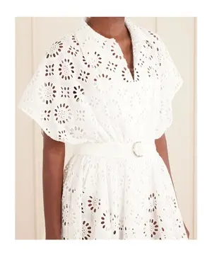 Norma Kamali Broderie Anglaise Belted Dress