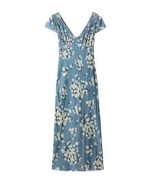 Rixo Floral-print Crepe Midi Dress - Blue
