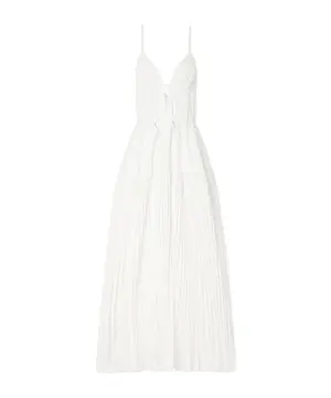 Simkhai Selene Cut-out Pleated Poplin Maxi Dress - White