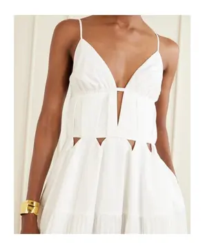 Simkhai Selene Cut-out Pleated Poplin Maxi Dress