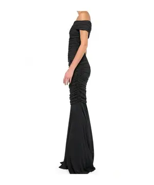 Norma Kamali Sleeveless Cowl Neck Side Shirred Fishtail Gown
