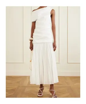 Simkhai Ammalie One-shoulder Draped Midi Dress - White