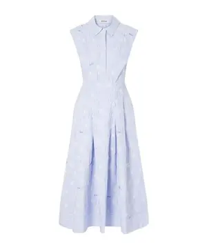 Simkhai Neri Embroidered Striped Cotton-poplin Midi Dress - White