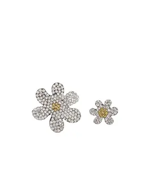 Marni Flower Brooch Two-piece Set - Gray