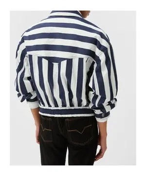 Versace Striped Cotton Denim Blouson