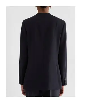 JIL SANDER Wool Gabardine Tailored Jacket - Midnight Blue