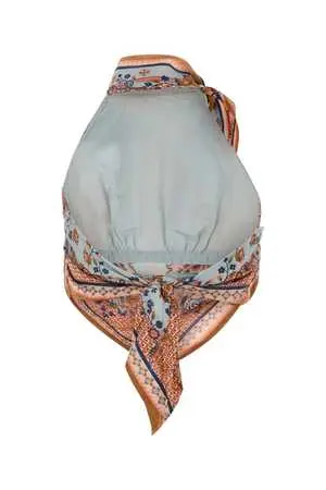 Zimmermann Aster Scarf Halter Top - Blue Paisley Pattern