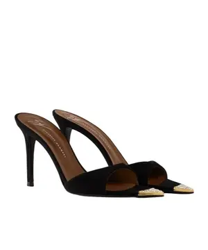GIUSEPPE ZANOTTI Crystal-embellished Suede Pointed-toe Mule Sandals