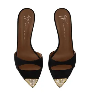 GIUSEPPE ZANOTTI Crystal-embellished Suede Pointed-toe Mule Sandals