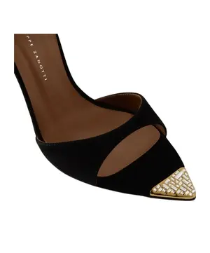 GIUSEPPE ZANOTTI Crystal-embellished Suede Pointed-toe Mule Sandals