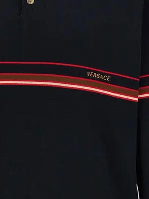 Versace Inlaid Striped Polo Shirt