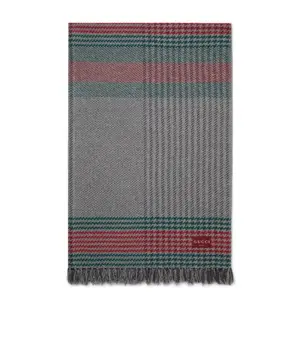 Gucci Cashmere Jacquard Blanket With Web - Grey