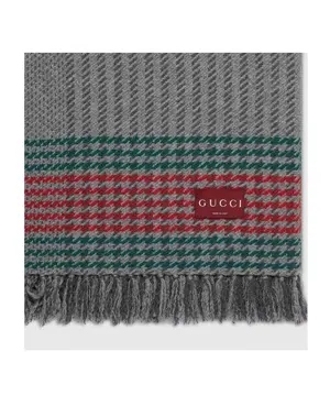 Gucci Cashmere Jacquard Blanket With Web