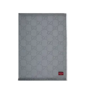 Gucci Gg Wool Silk Jacquard Blanket - Grey