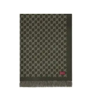 Gucci Reversible Gg Wool Cashmere Blanket - Green
