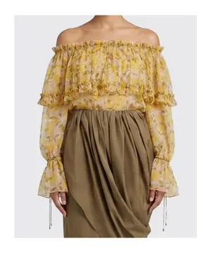 Chloé Off-shoulder Printed Long Sleeve Top - No