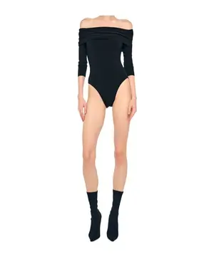 Norma Kamali 3/4 Sleeve Cowl Bodysuit