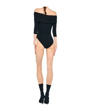 Norma Kamali 3/4 Sleeve Cowl Bodysuit