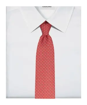FERRAGAMO Gancini Print Silk Neck Tie