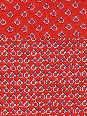 FERRAGAMO Gancini Print Silk Neck Tie