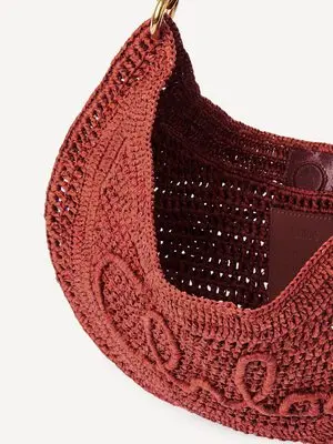 Chloé Summer Banana Hobo Bag In Raffia - Ginger Red