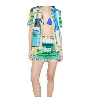 Tory Burch Pool-print Cotton Shirt