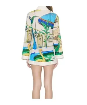 Tory Burch Printed Tassel V-neck Dress - No