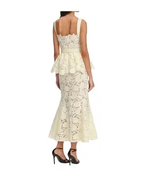 SELF-PORTRAIT Lace Peplum Midi Dress