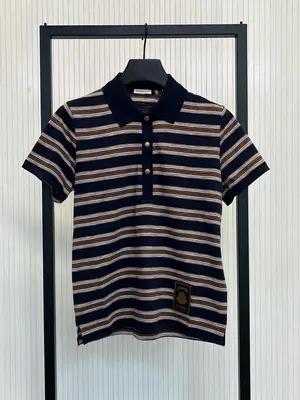 Moncler Striped Cotton Jersey Polo Shirt