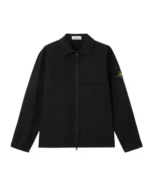 Stone Island Comfort-fit Overshirt With Gusseted Chest Pocket - Black