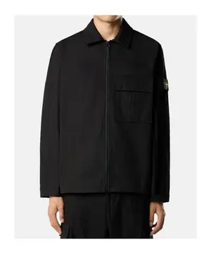 Stone Island Comfort-fit Overshirt With Gusseted Chest Pocket - Black