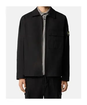 Stone Island Comfort-fit Overshirt With Gusseted Chest Pocket - Black