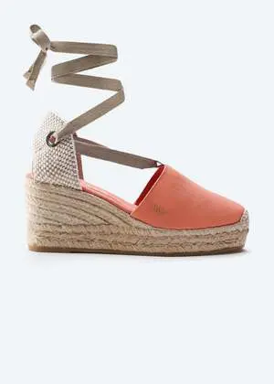 VISCATA Bisbe Archive Canvas Espadrille Platform Wedges - Lipstick