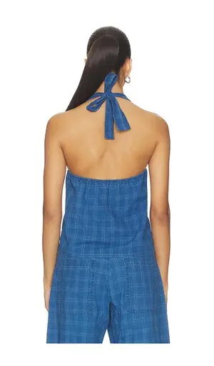 Lna Cora Plaid Halter Top