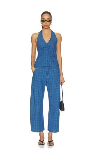 Lna Cora Plaid Halter Top