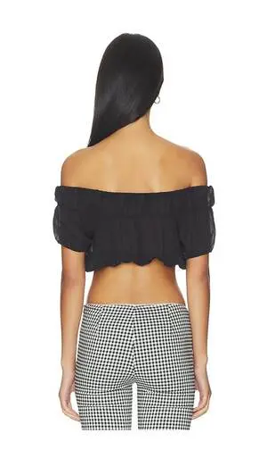 Frankies Bikinis Paulina Chiffon Blouse - Black